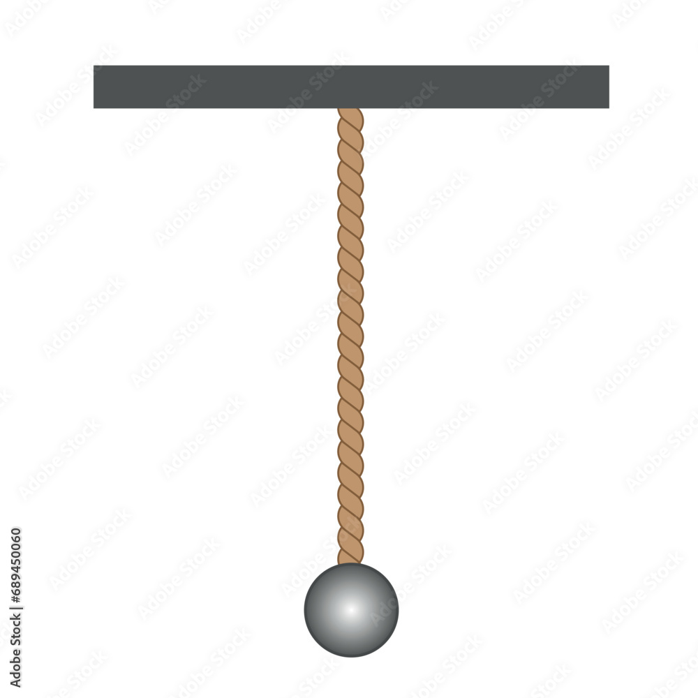 Simple pendulum diagram. Rigid support, point of suspension, angular ...