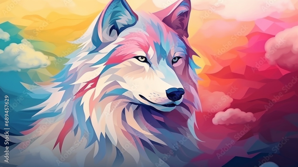 wolf in pastel dreams: majestic wildlife abstract in nature - surreal ...