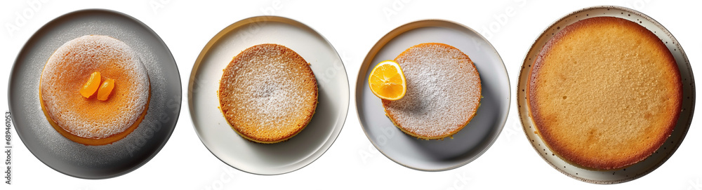a collection of fluffy sponge cakes on a plate, top view Stock ...