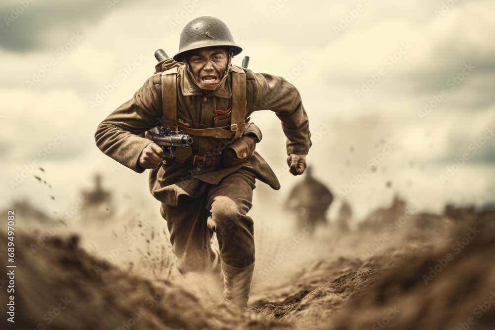 Member of Red Star military history club wears historical Soviet ...