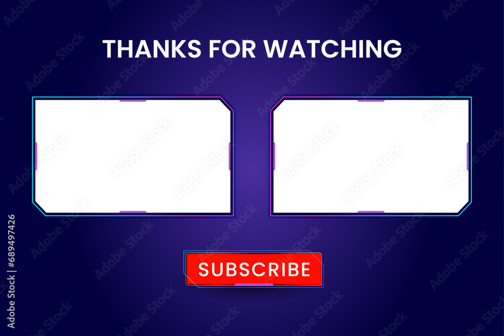 Youtube End Screen design, Youtube Video Template, background, Outro ...