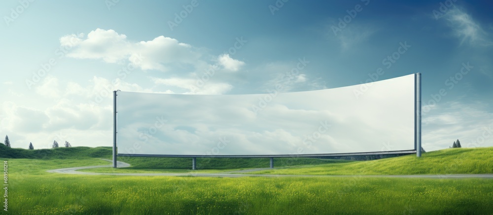 Empty billboard for your ad with text space on curved road, featuring ...