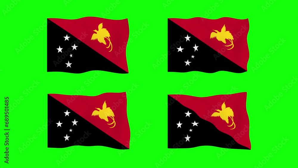 Papua New Guinea Waving Flag 2D Animation on Green Screen Background ...