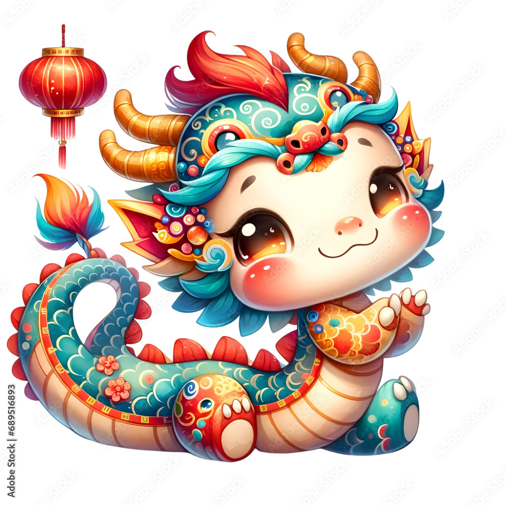 2024 Cute Dragon clipart, Chinese New Year Watercolor Clipart, Baby ...