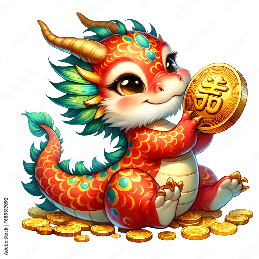 2024 Cute Dragon clipart, Chinese New Year Watercolor Clipart, Baby ...