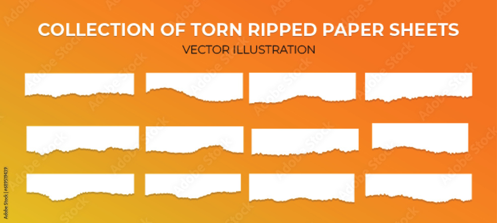 Realistic set of ripped white paper sheets png isolated on transparent ...