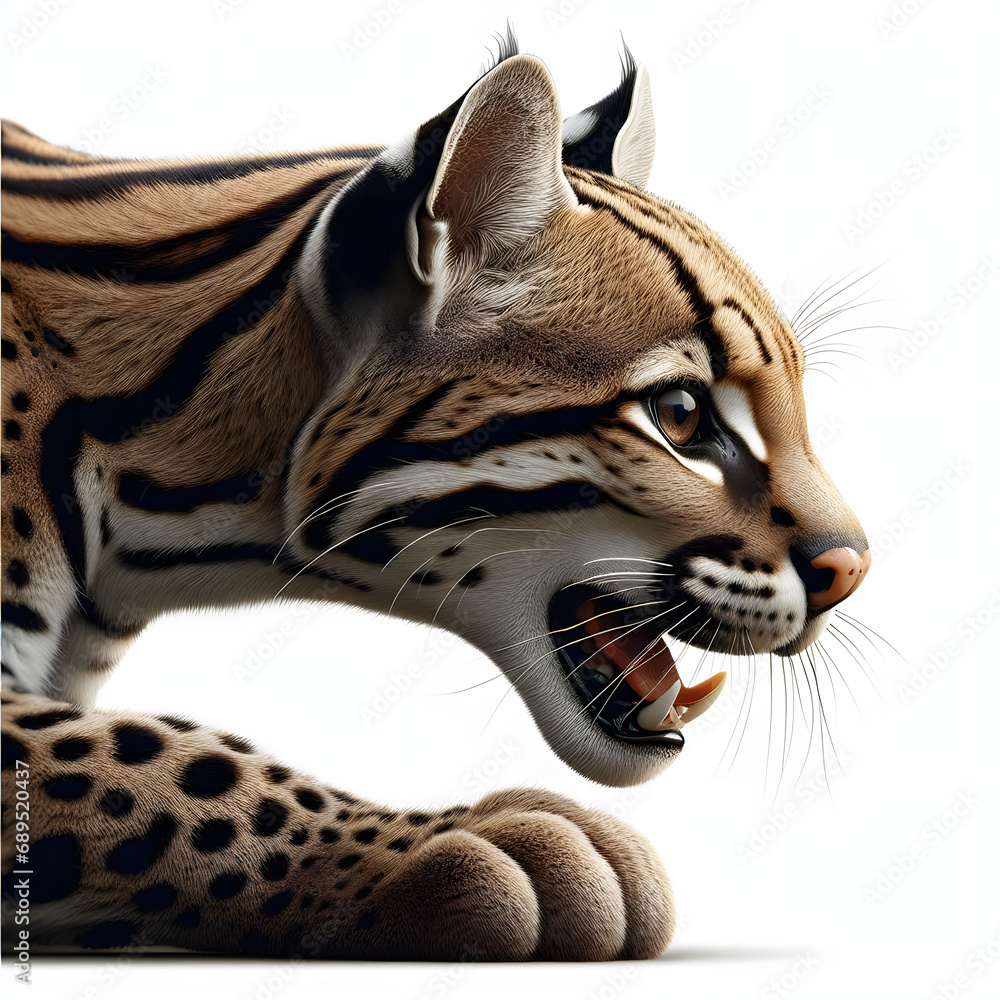 Ocelote Leopardus pardalis, felino silvestre, aislado sobre fondo ...