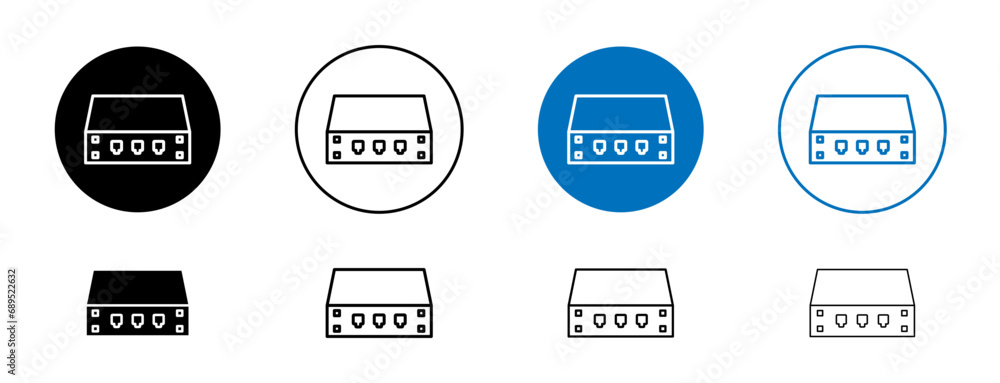 Network switch line icon set. Network switch bandwidth server equipment ...