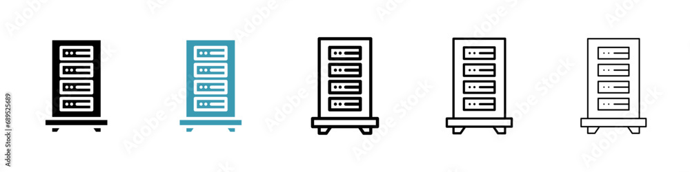 Server rack vector icon set. Server rack hosting datacenter virtual ...