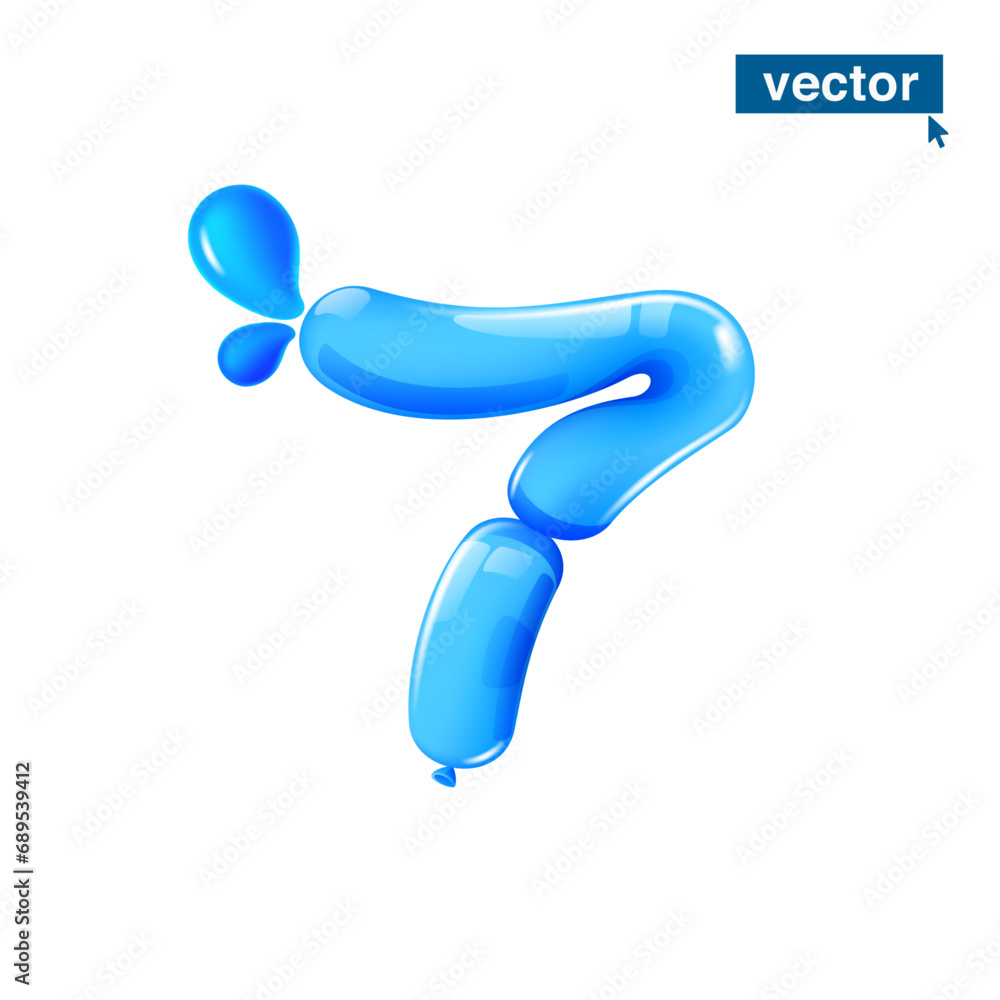 7 logo. Number seven made of blue clear water and dew drops. Eco ...