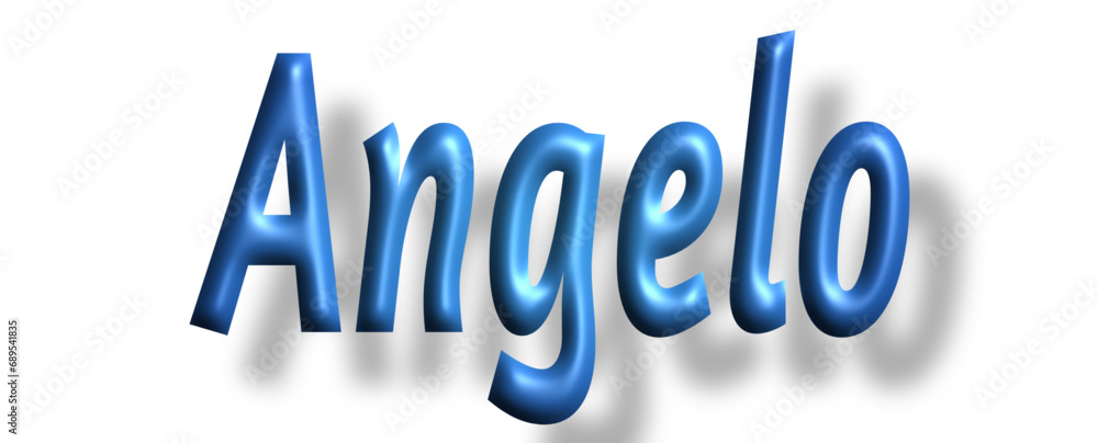 Angelo - lettering - light blue color, embossed tubular font ...