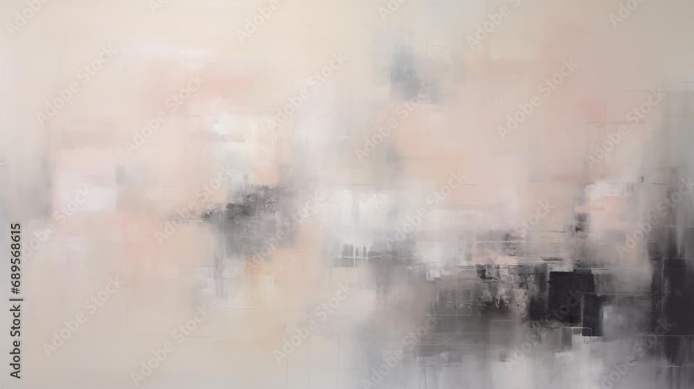 Abstract oil painting made out of lines, tranquil serenity, muted tones ...