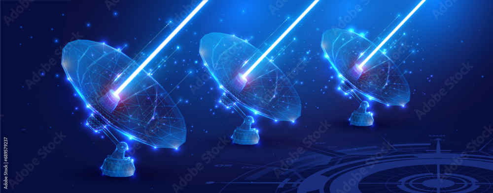 Futuristic Satellite Communication Array Transmitting Data in Space ...