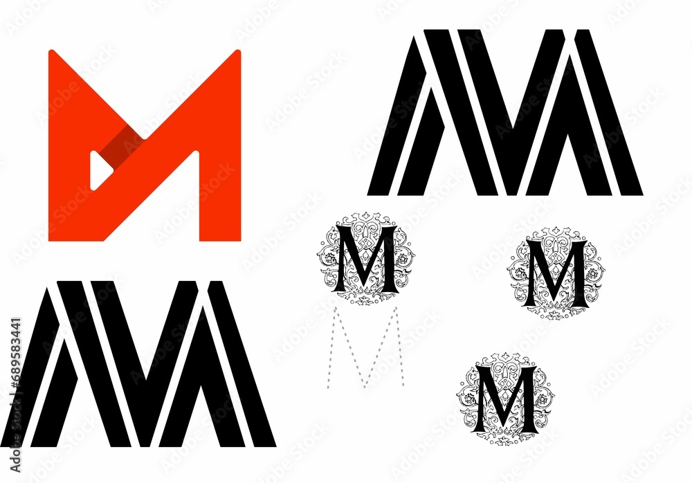collection of initial letter m logo design template. M logo icon uses ...