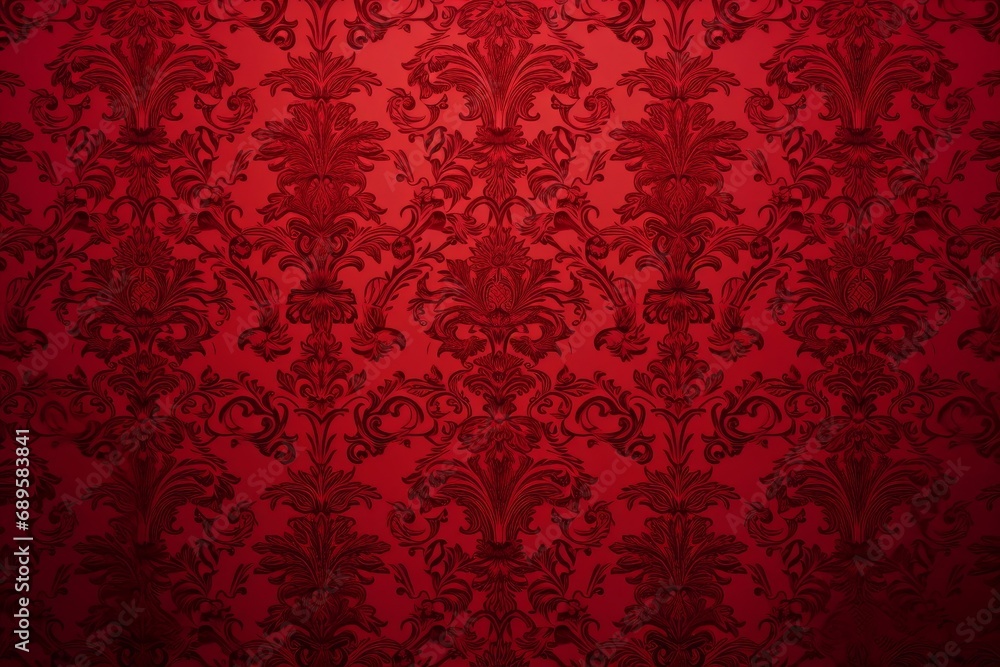 Red wallpaper with damask pattern, Generative AI Stock Illustration ...