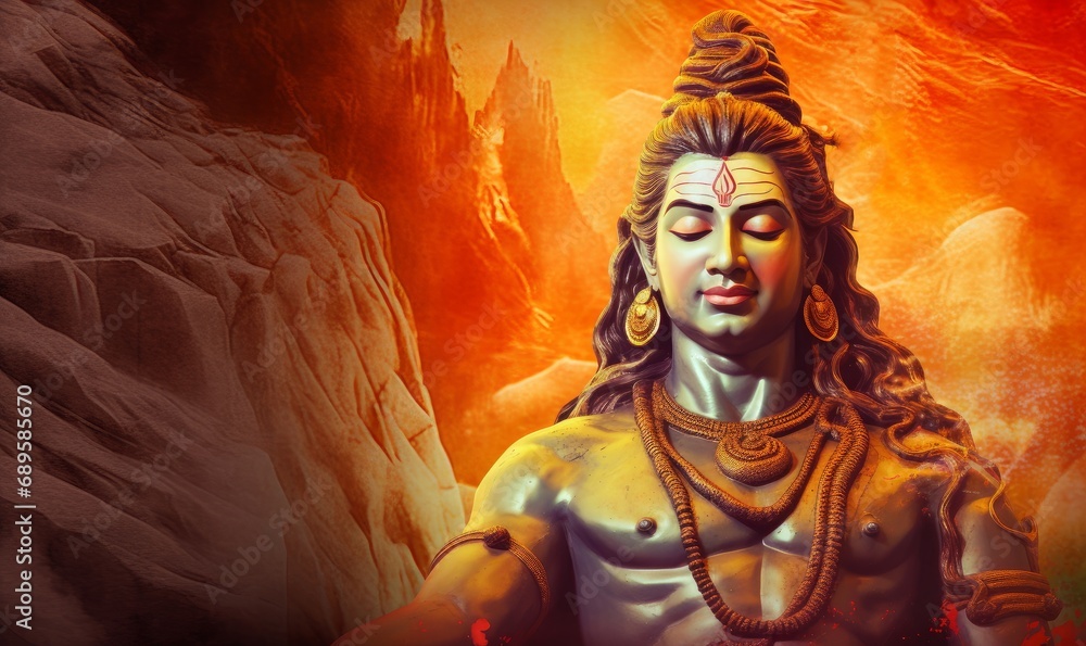 Lord Shiva with colorful background golden red orange wallpaper, God ...