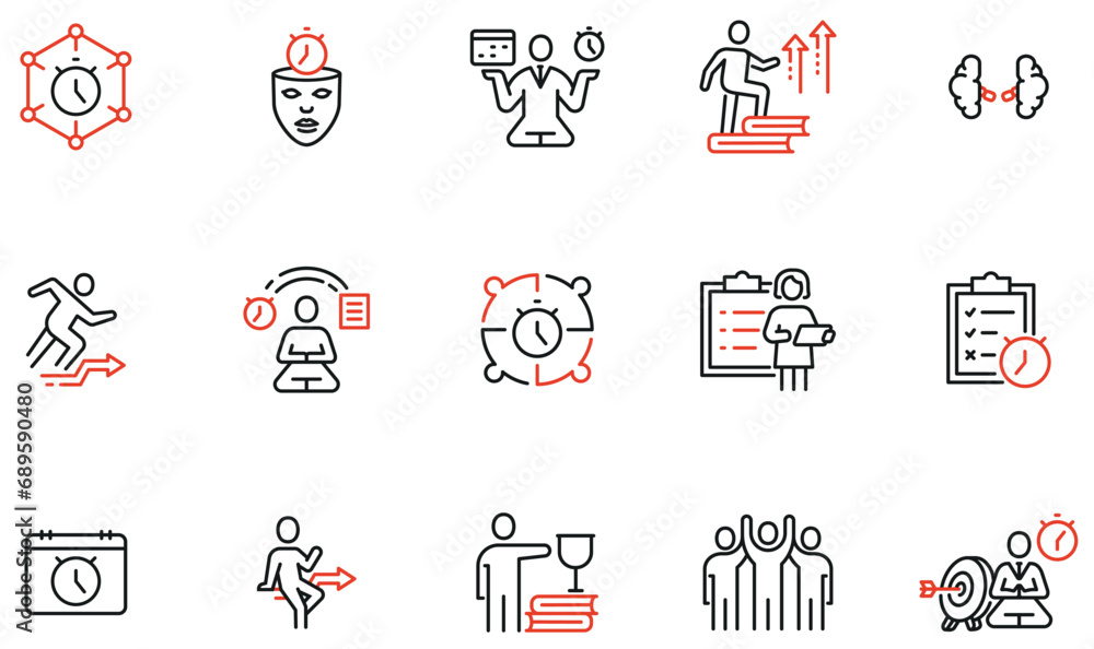 Vector Set of Linear Icons Related to Striving for development, Self ...
