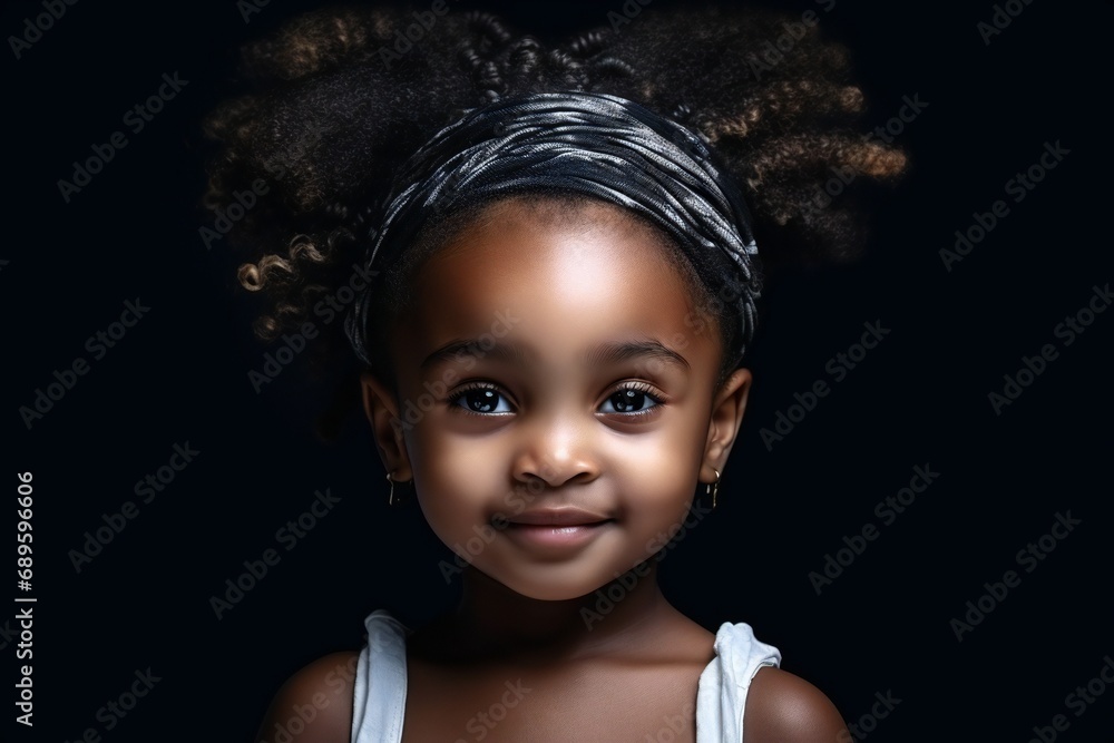 Young baby girl african beauty girl pull back hair with makeup style on ...