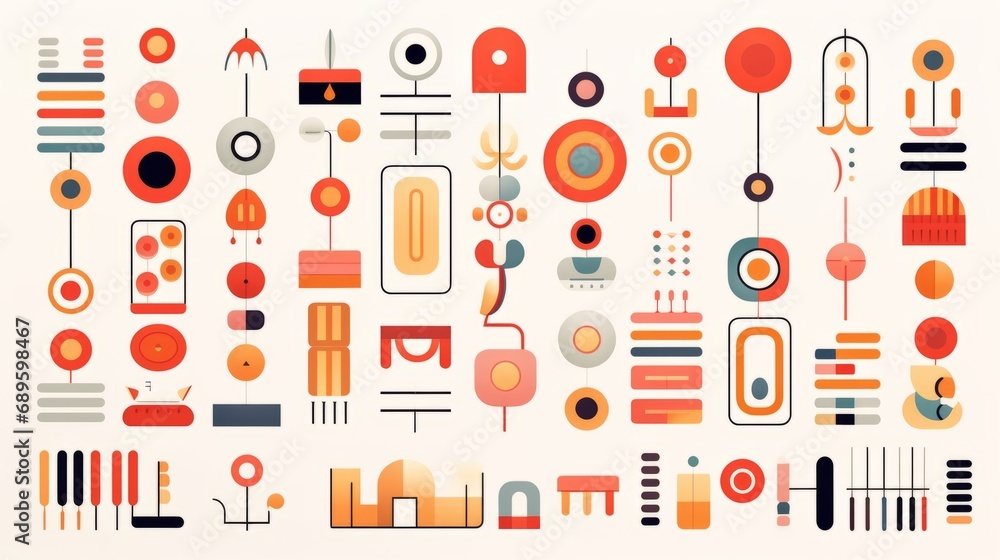 abstract retro geometric shapes vector: collection of 70s groovy style ...