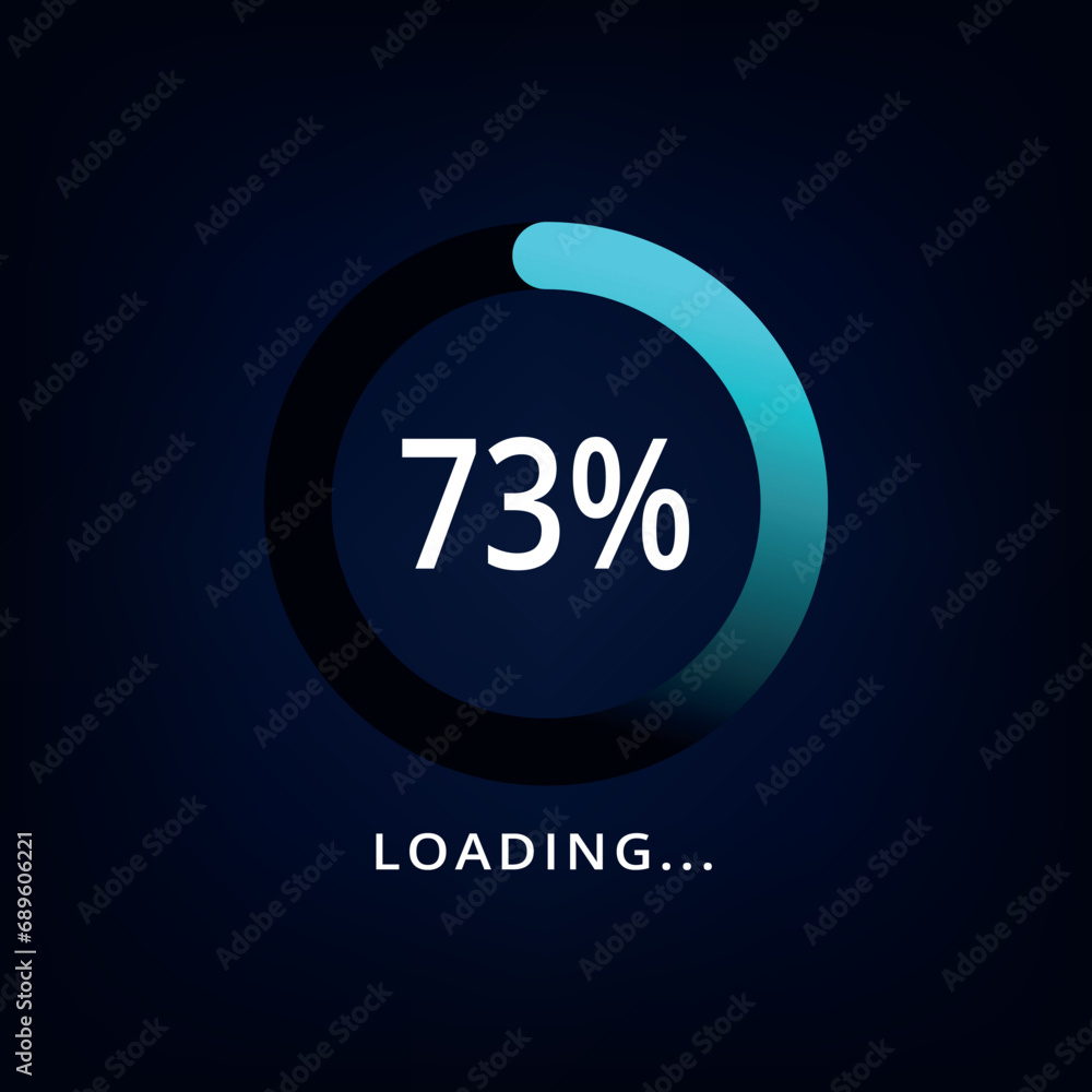 Loading bar vector illustration in blue color isolated on dark ...