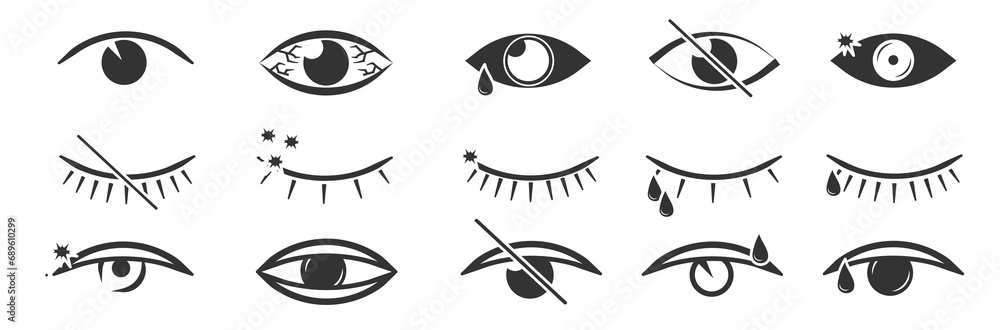 Open and closed eyes images, sleeping eye shapes with eyelash, vector ...