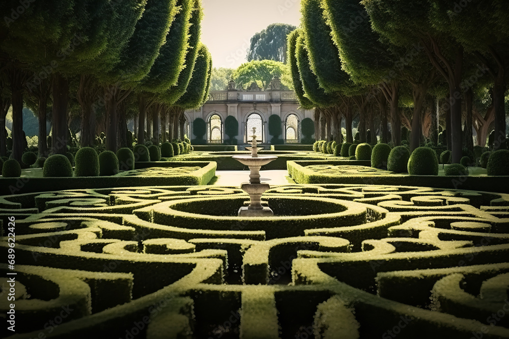Intriguing royal garden maze with lush hedges - embodying the mystery ...