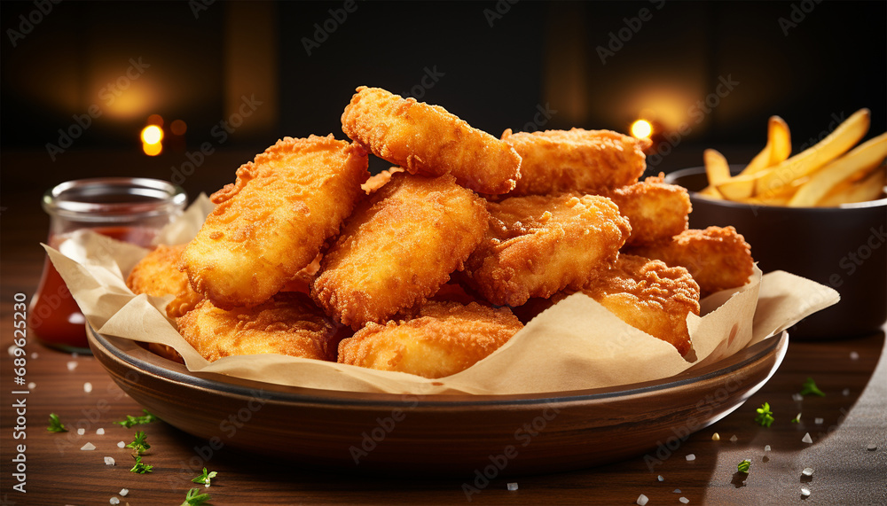 Chicken nuggets in cardboard box food delivery service. Fried chicken ...