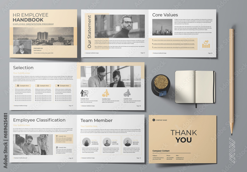 HR Employee Handbook Layout Landscape Stock Template | Adobe Stock