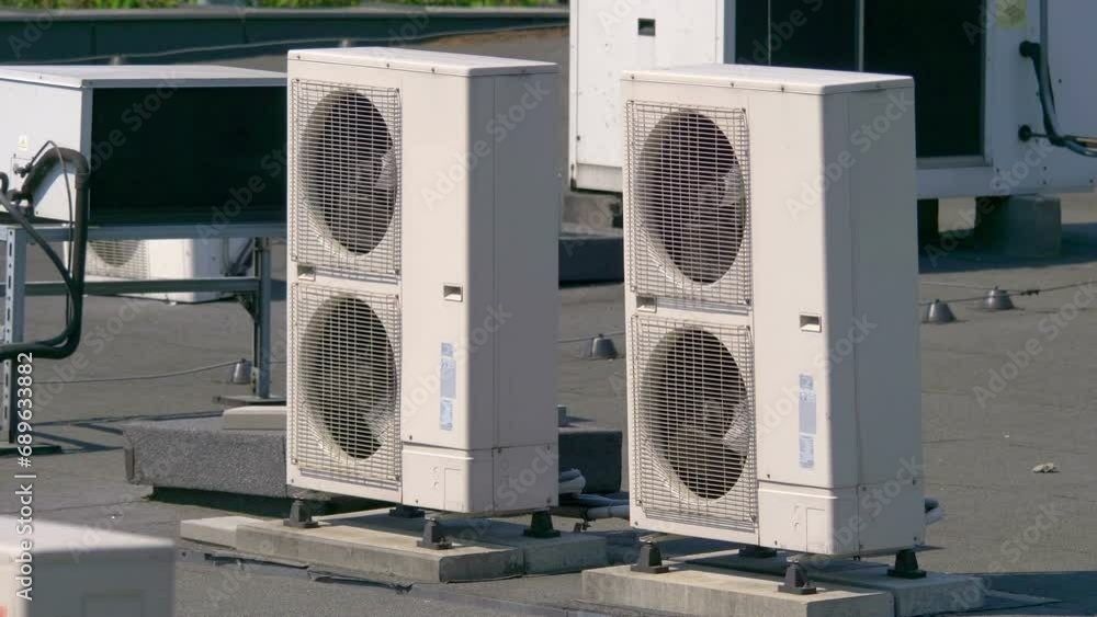 Modern Air Conditioning Units Installed on the Roof of a Commercial ...