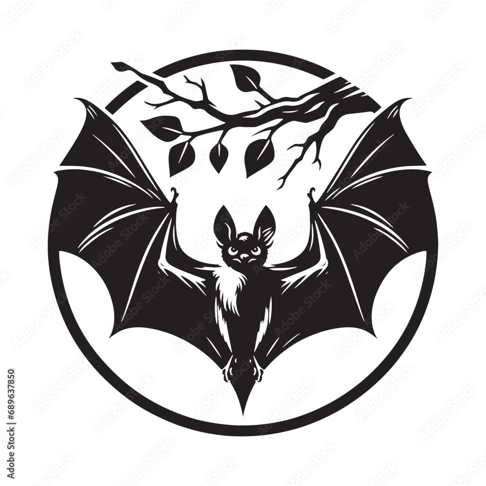 Bat silhouette: Nocturnal bat bird soaring gracefully in silhouette ...