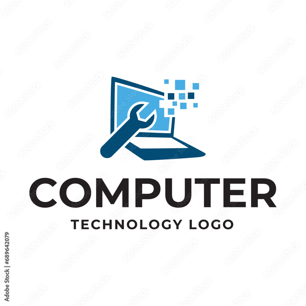 Computer logo design. Pc fix, repair, Computer maintenance service ...
