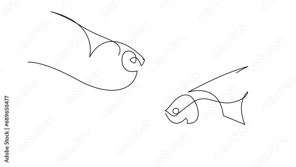 Self drawing simple animation of astrological Pisces zodiac sign one ...