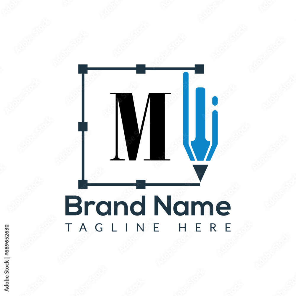 Education Logo On Letter M Template. Initial Educational Sign Concept ...