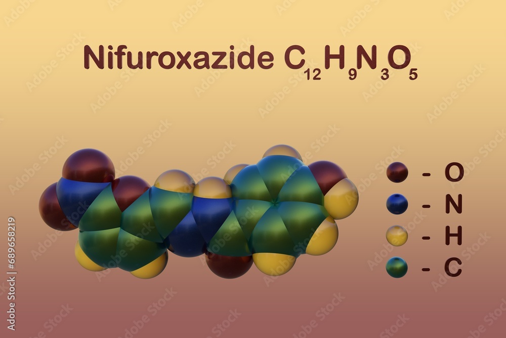 Nifuroxazide, an oral nitrofuran antibiotic, used to treat colitis and ...