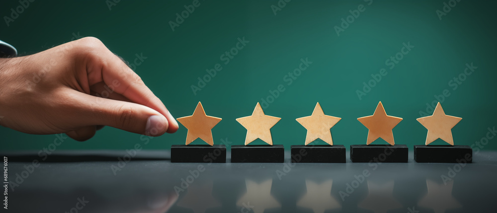5 stars rating feedback, customer satisfaction, comment or giving ...