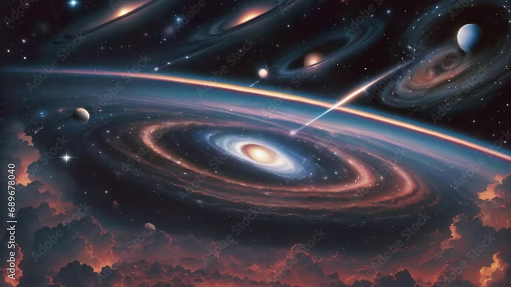 Vidéo Stock Cosmic animation. Bright universe animation with vivid ...