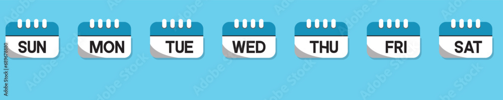 web Calendar and buttons - Days of the week. The days of week badges ...