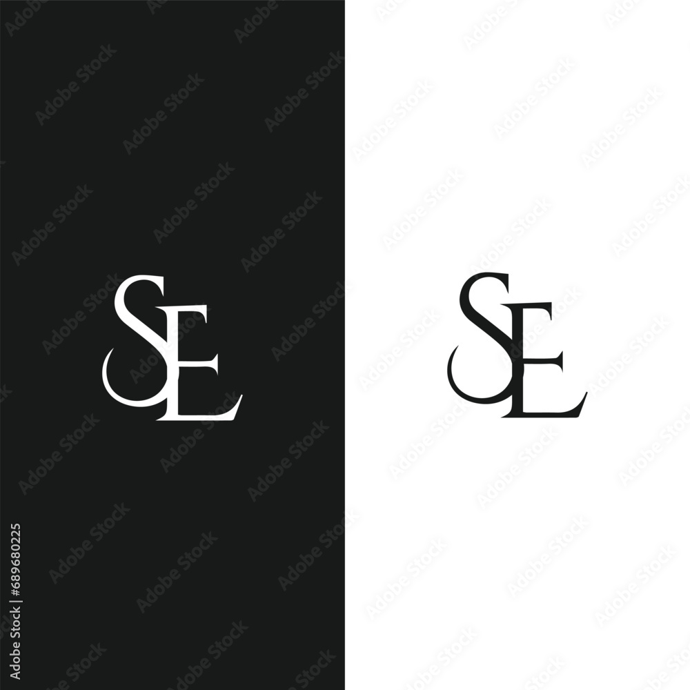 SE logo. S E design. White SE letter. SE, S E letter logo design ...