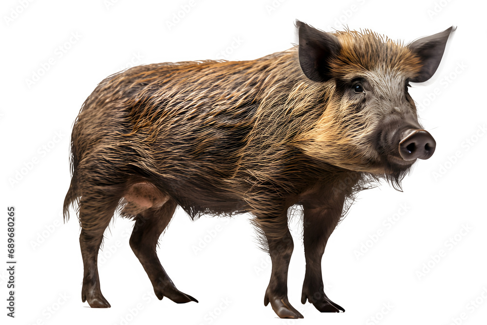wild boar side view isolated on transparent background ,generative ai ...