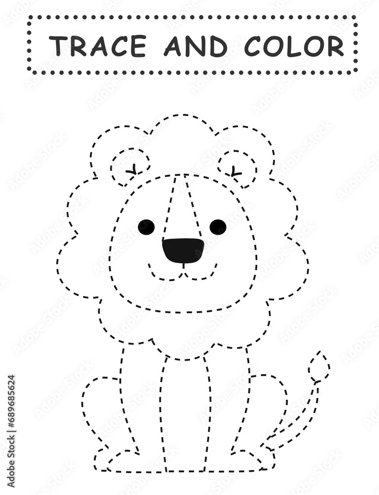 Trace and color for children. Handwriting practice. Coloring page for ...