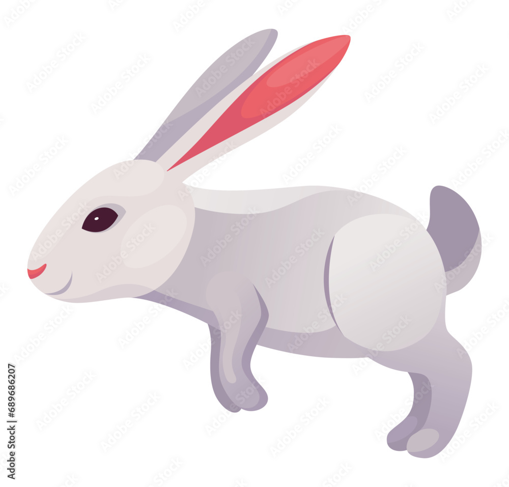 Rabbit animation icon. Bunny jump or running motion element for 2d game. Speed run hare animal ...