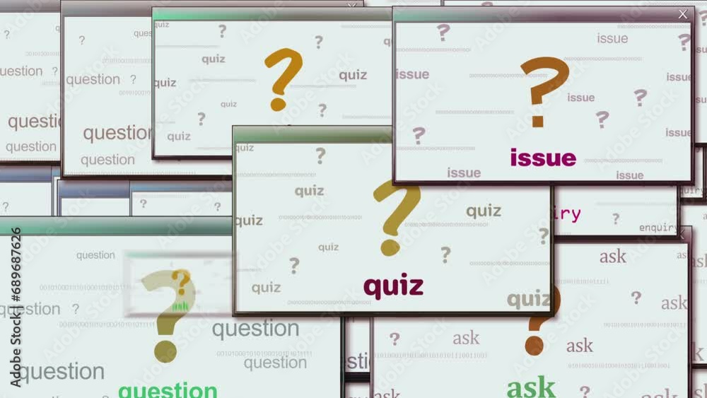Question mark symbol technology loop concept. Abstract sign on pop up ...