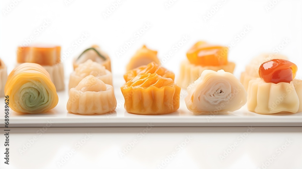 Close-up image showcasing an assortment of dim sum, highlighting the ...