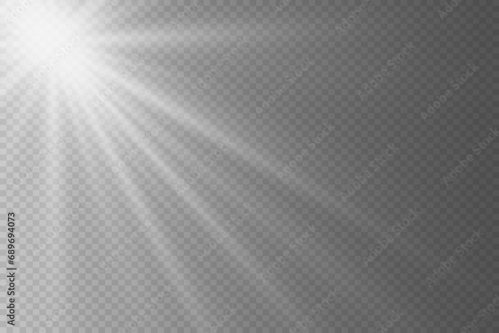 Glow light effect, bright sun. Vector transparent sunlight, special ...