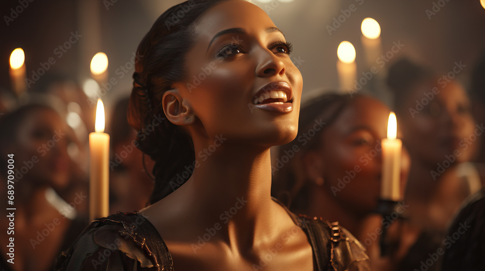 Choir Singers in Traditional Robes Performing Hymns in a Church Choir ...