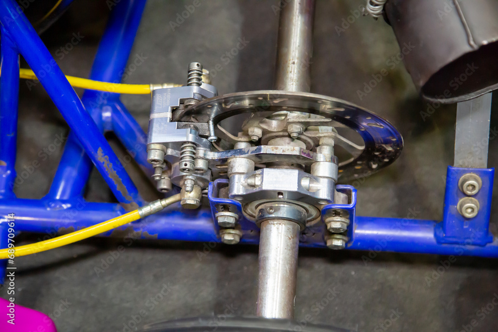 The braking system of racing car with a disc and control rods. Cars ...