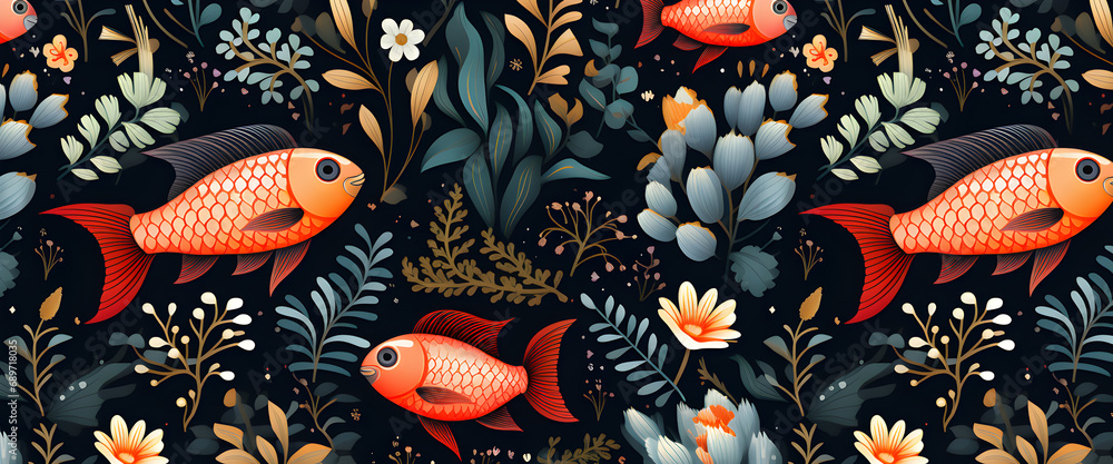 seamless pattern with fishes. pattern with fishes. Seamless pattern ...
