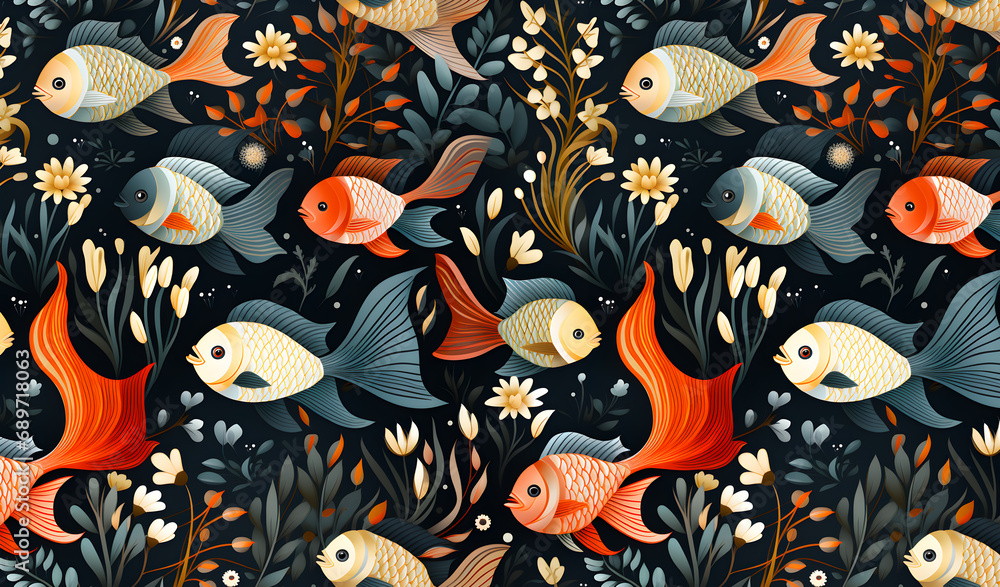 seamless pattern with fishes. pattern with fishes. Seamless pattern ...