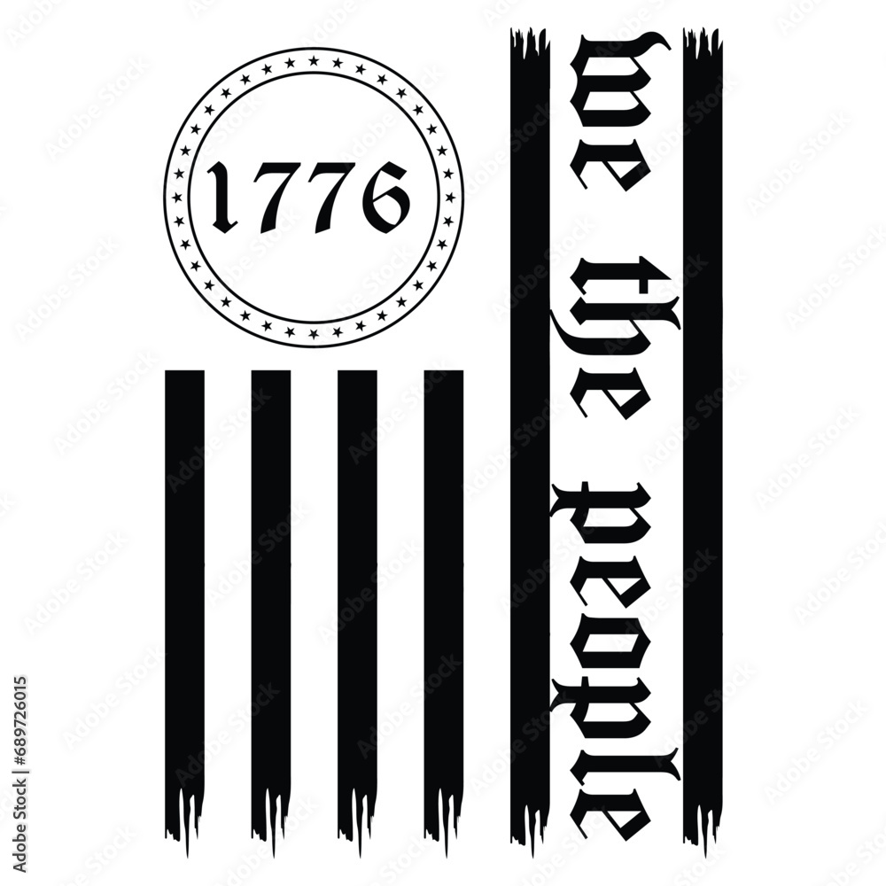 We The People American Flag svg Thin Blue Line SVG t-shirt design Stock ...