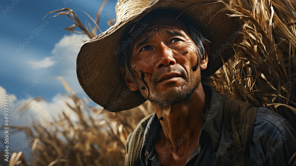 Southeast Asian Farmer with Weathered Hands: Embodying Hard Work and ...